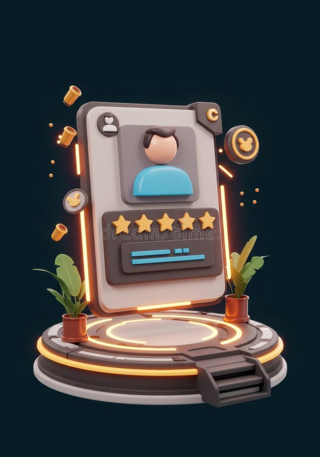 Five Star User Review Mobile App 3D Render Stock Illustration ...