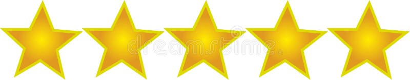 Row of Five Yellow Stars on Glossy Plane Stock Illustration ...