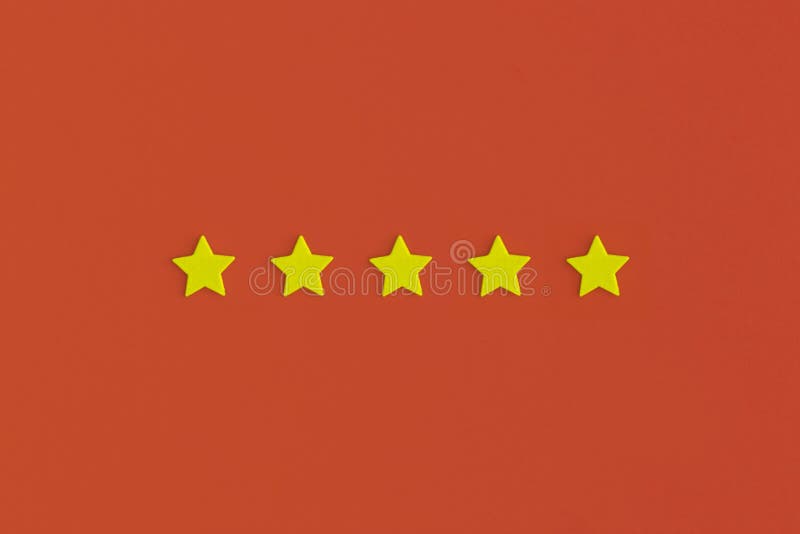 Five 5 Stars, Best Excellent Services Rating on Red Background Stock ...