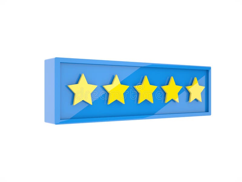 Rating Stars or 5 Rate Review 3d Illustration Web Ranking Star Signs ...