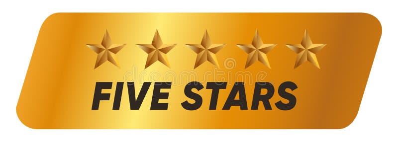 Five Stars Emblem Badge Seal Golden Design Isolated Stock Illustration ...