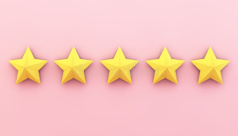 Five Stars on Pink Background Stock Illustration - Illustration of rank ...