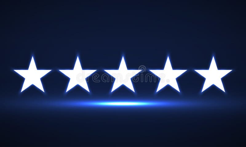 Five Stars, Rating Icon on Dark Background Stock Vector - Illustration ...