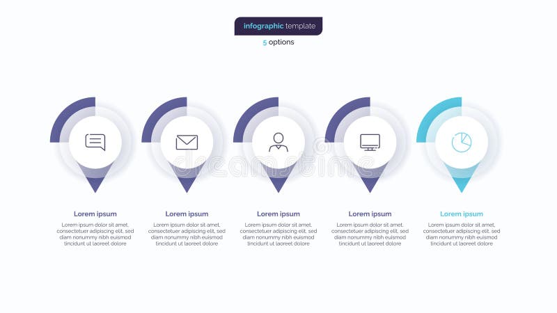 Five Step Business Infographic Design Template. Vector Illustration ...