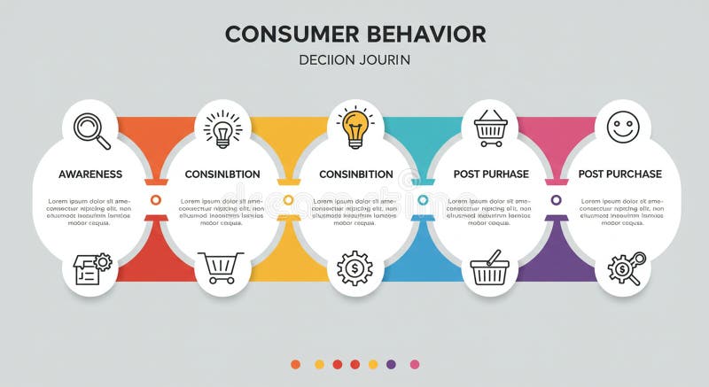 Five-step Consumer Behavior Process Depicted with Colored Segments ...