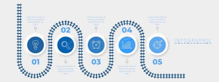 Five Step Infographic with Road Path and Timeline Map for Process ...