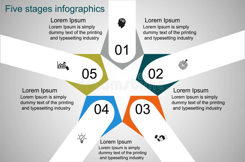 Five-step Infographic with Text Stock Illustration - Illustration of ...