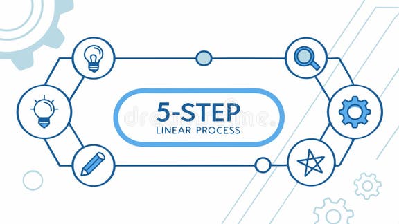 Five Step Linear Process with Icons and Data Flow, Vector Design Generative AI Stock Vector ...