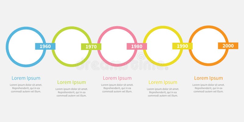 Five Step Timeline Infographic. Colorful Circles and Rectangle Chain ...