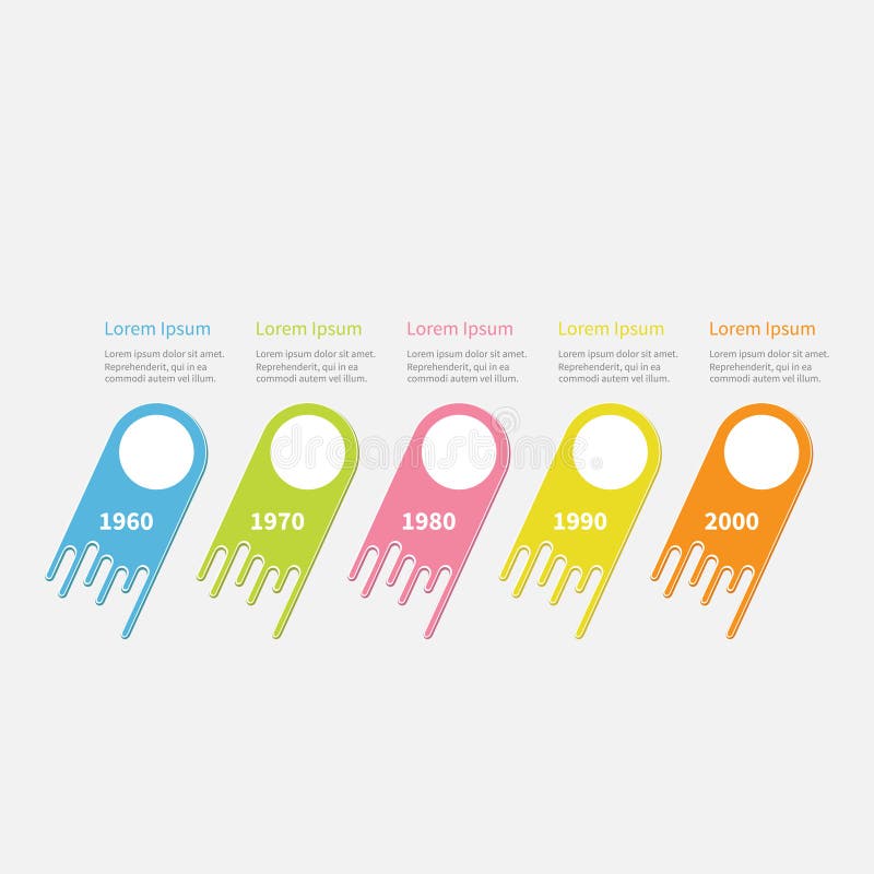 Five Step Timeline Infographic. Colorful Comet Shape with Circle Stock ...