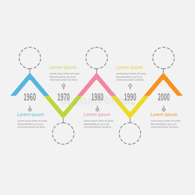 Five Step Timeline Infographic. Dash Line Round Circle. Colorful ...
