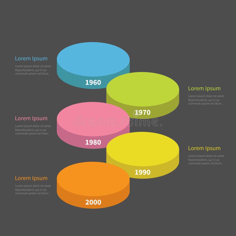 Timeline Vertical Ribbon Infographic with Empty Dash Line Circles and ...