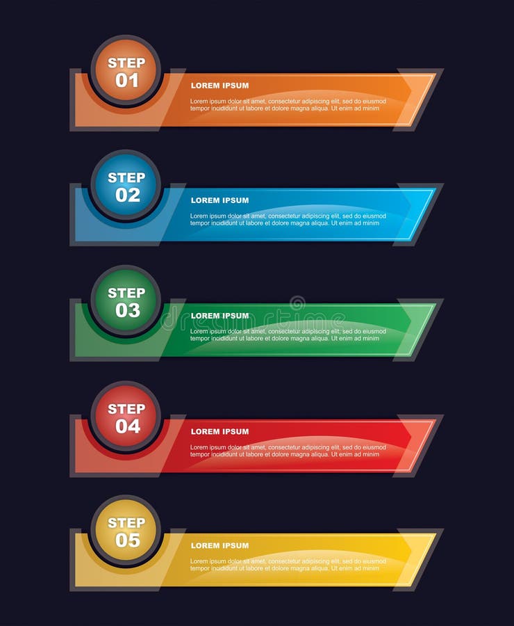 Five Steps Banners for Website Stock Illustration - Illustration of ...