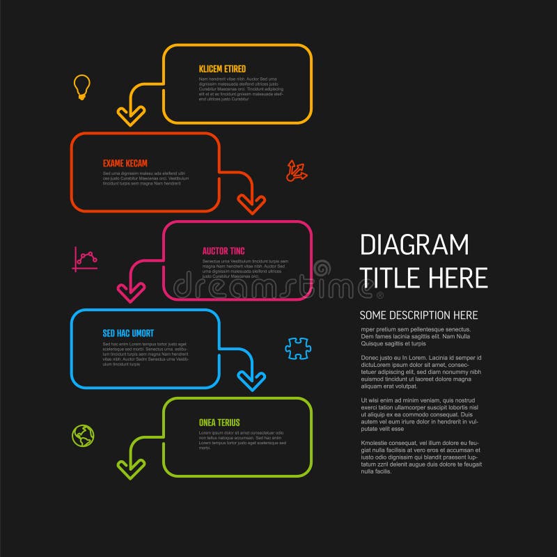 Five Steps Content Rectangle Blocks Infographic Template with Colorful ...