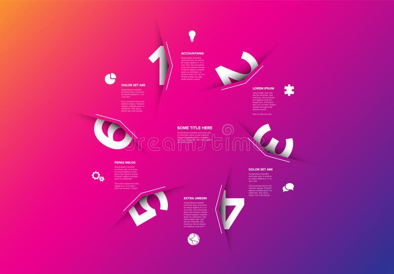 Five Steps Cycle Diagram Schema Template Stock Vector - Illustration of ...