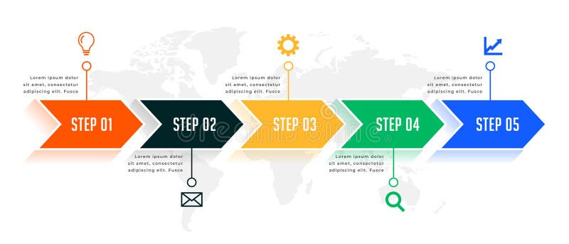 Five Steps Directional Timeline Infographic Template Design Stock ...