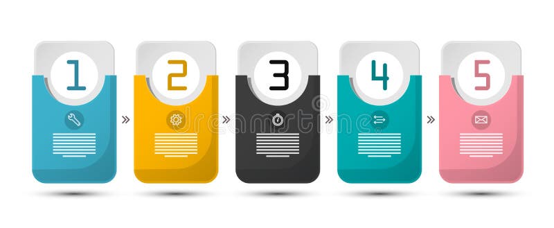 Five Steps Infographic Layout. Labels Set with Numbers and Sample Text ...