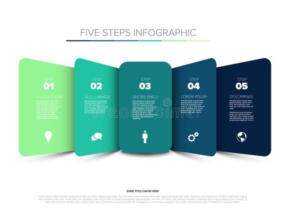 Five Steps Infographic Template with Icons and Placeholder Text Stock ...