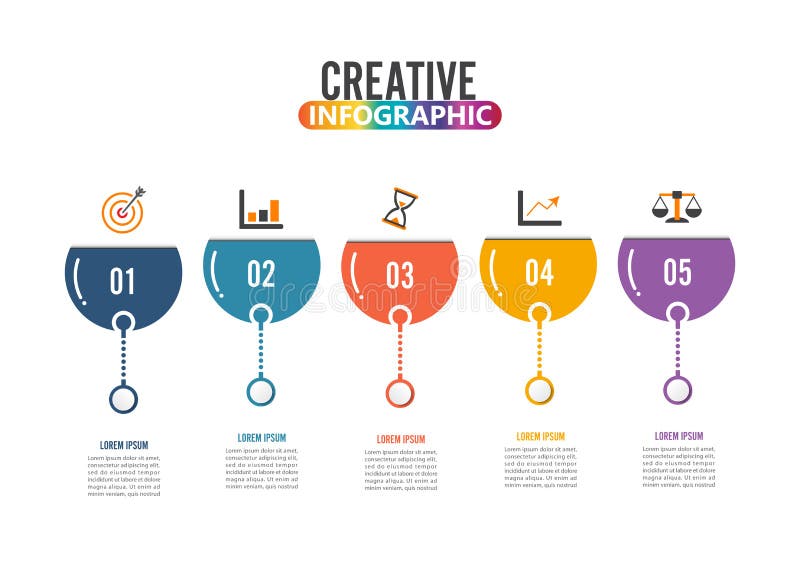 Five Steps Infographics - Can Illustrate a Strategy, Workflow or Team ...