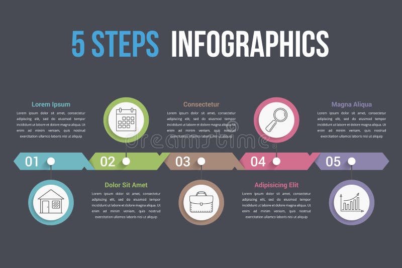 Five Steps Infographics stock vector. Illustration of five - 91796879