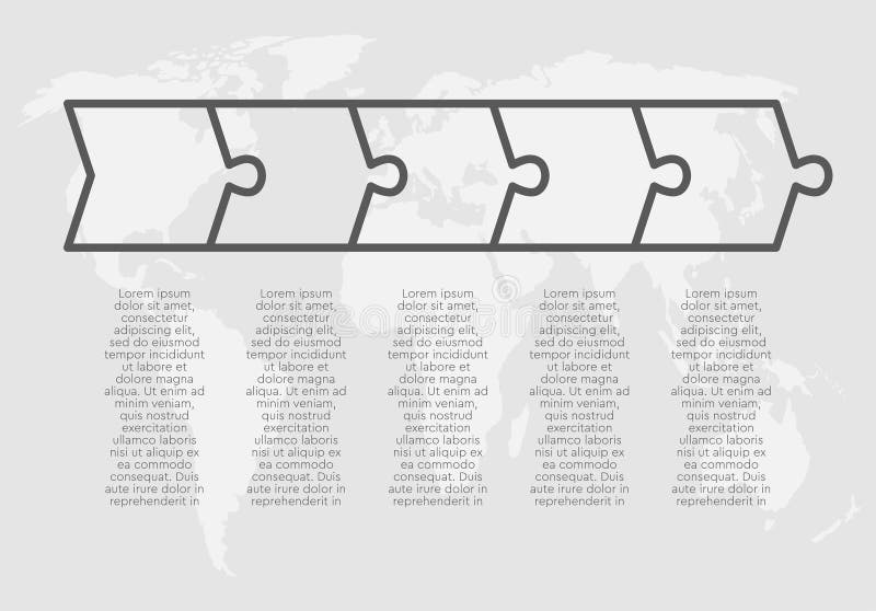 Five Steps Line Infographic, Puzzle Option Diagram Stock Illustration ...