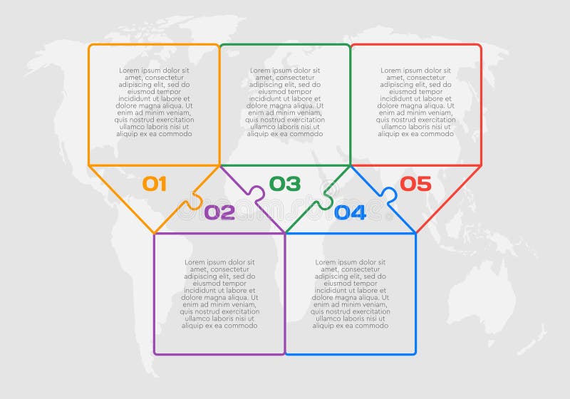 Five Steps Line Infographic, Puzzle Timeline Stock Illustration ...
