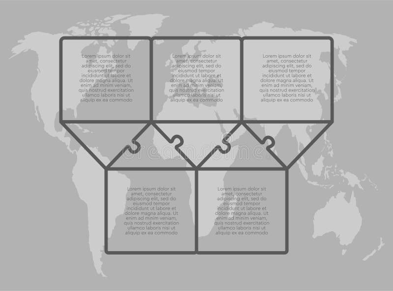 Five Steps Line Infographic, Puzzle Diagram Stock Vector - Illustration ...