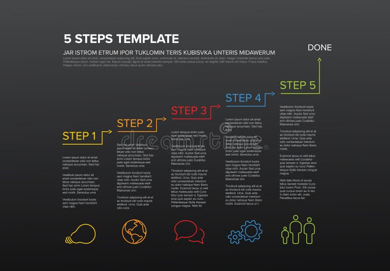 Five Steps Sequence Template Infographic Stock Vector - Illustration of ...