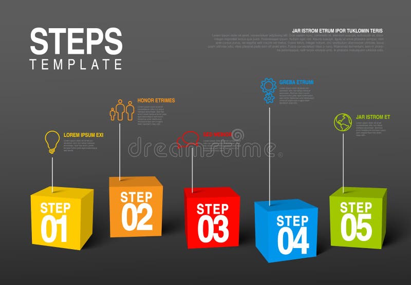 Vector five steps template stock vector. Illustration of path - 136957001