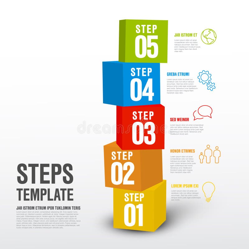 Five Steps Template with Cubes Stock Vector - Illustration of modern ...