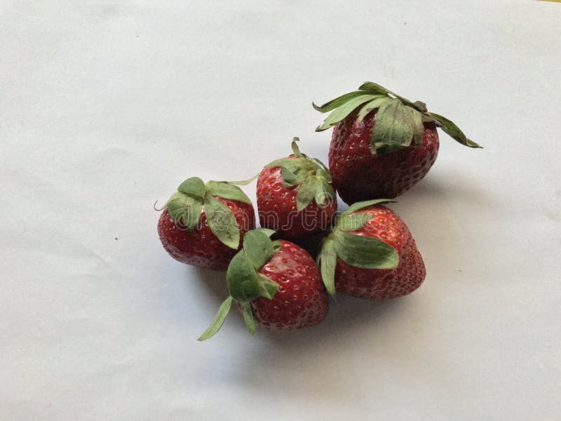 Five Strawberries Isolated on White Background . Strawberry Isolated ...