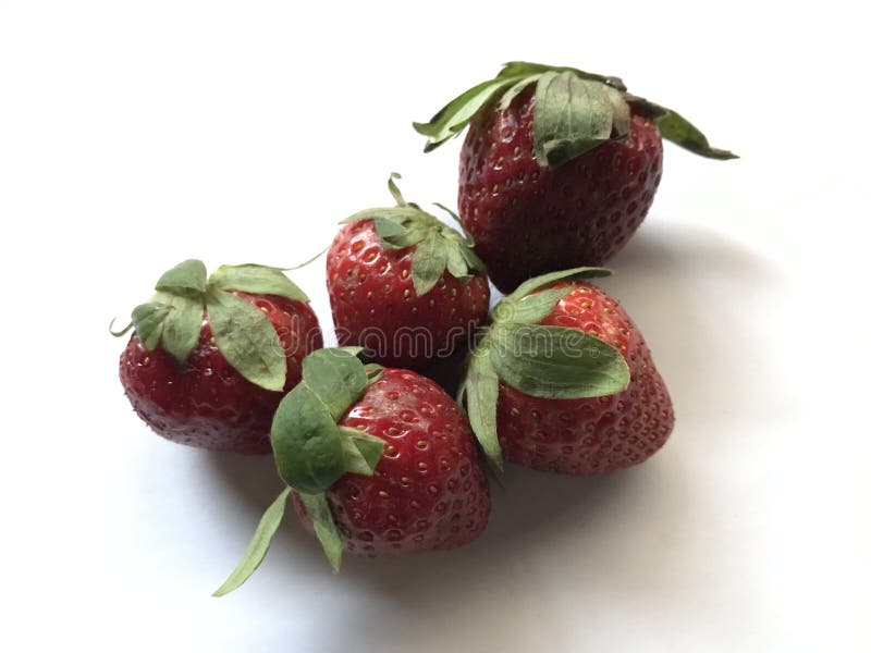 Five Strawberries Isolated on White Background . Strawberry Isolated ...