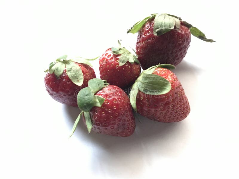 Five Strawberries Isolated on White Background . Strawberry Isolated ...