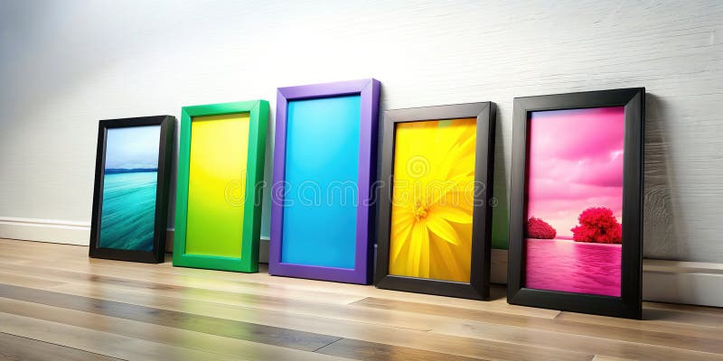 Five Stylish Black Picture Frames Mockup Showcase Your Artwork with ...