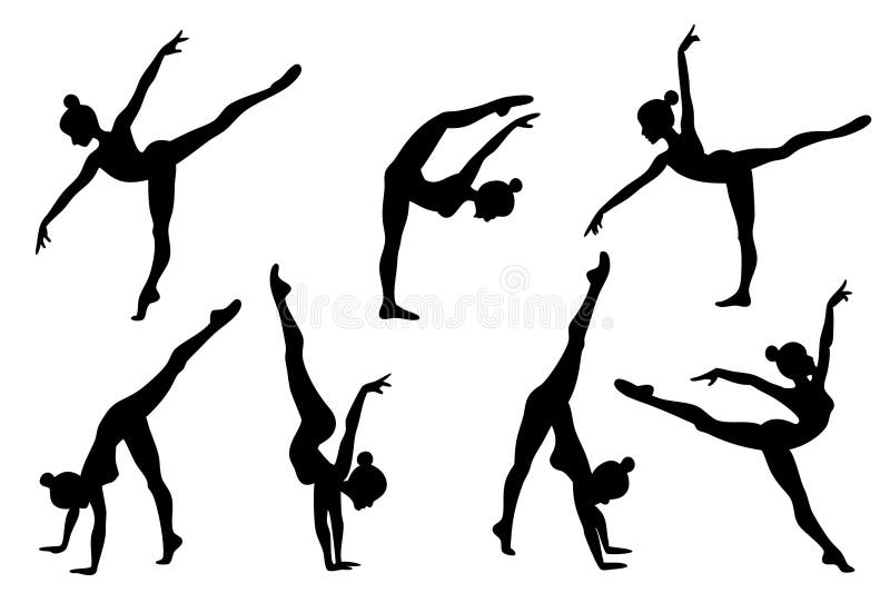 Five Stylized Ballet Dancers Creating Beautiful Silhouettes with Fluid ...