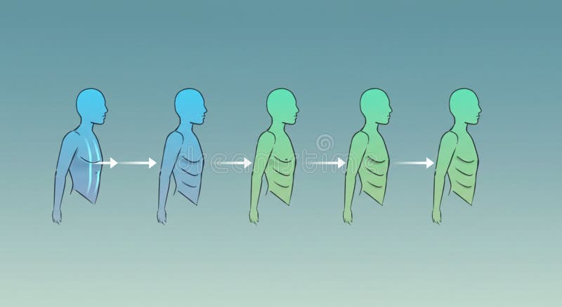 Five Stylized Human Figures in Profile, Transitioning from Blue To ...