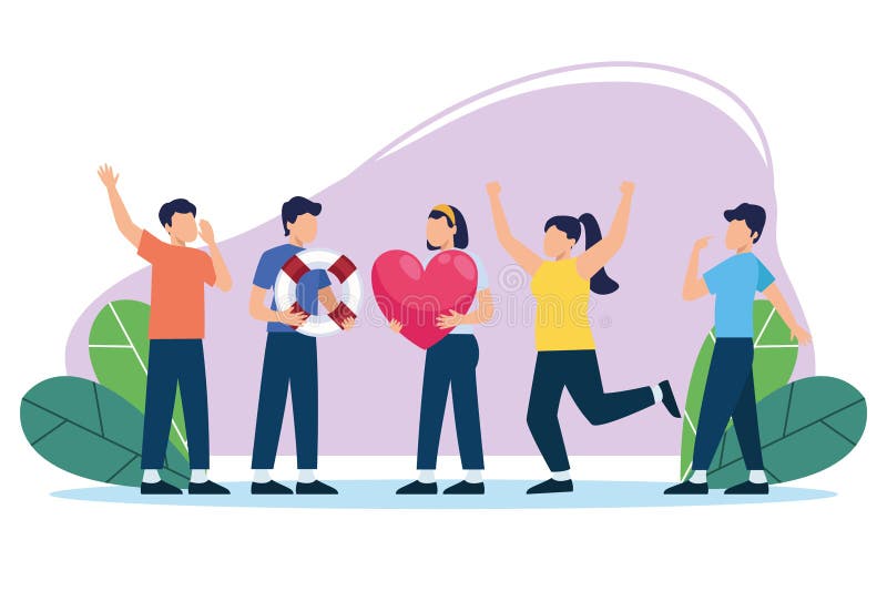 Five Support Persons Characters Stock Vector - Illustration of vector ...