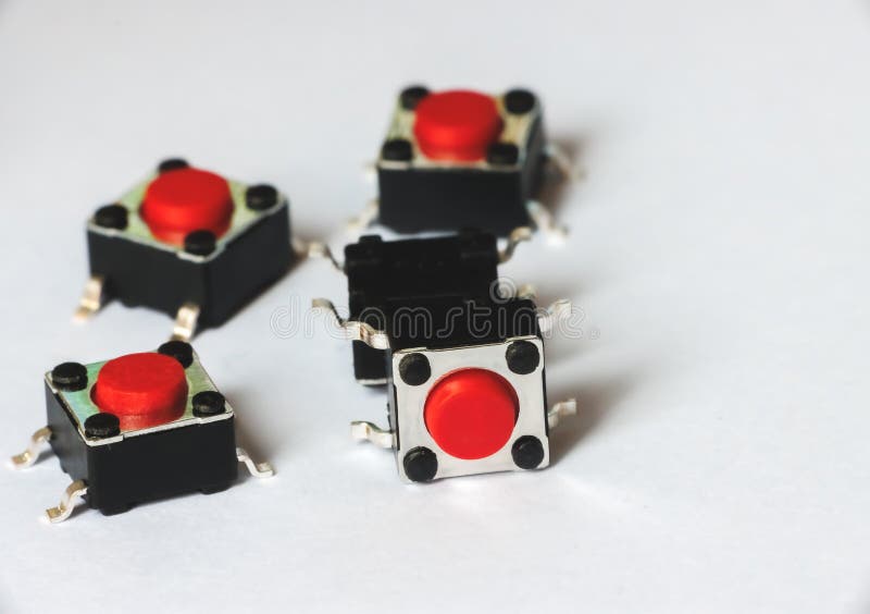 Five Tact Switch, Red Pushbutton Switch,component Electronic,copy Space ...