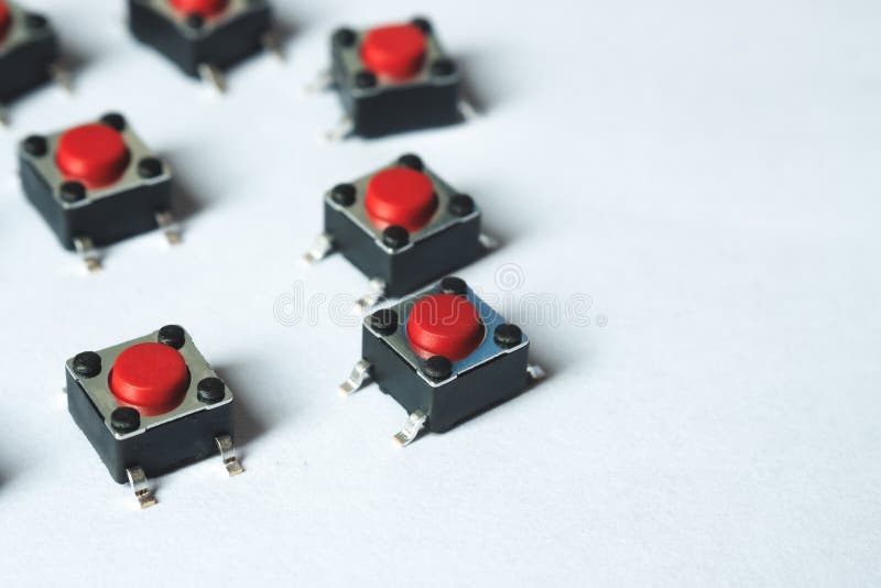 Five Tact Switch, Red Pushbutton Switch,component Electronic,copy Space ...
