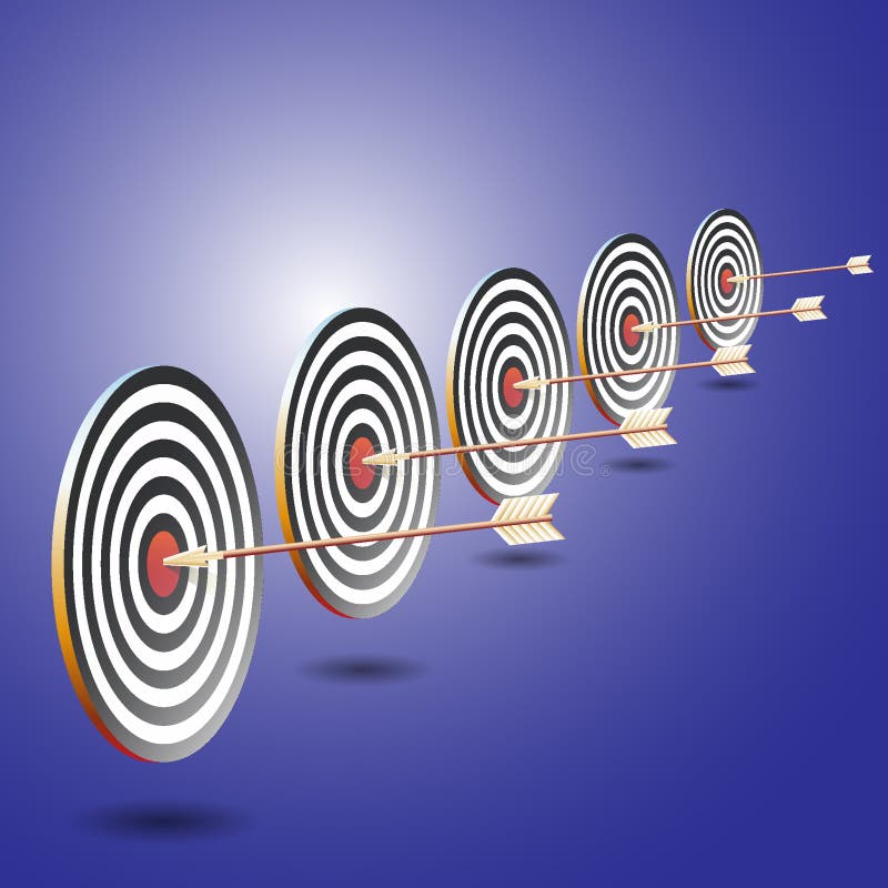 Five targets with arrows. stock vector. Illustration of sport - 108886741