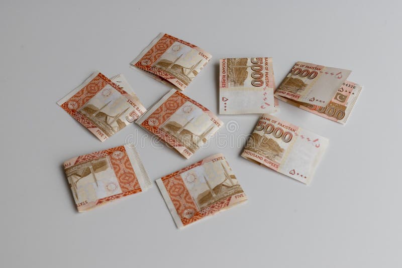 Pakistan Currency Notes Background Five Thousand Rupees Notes Stock ...