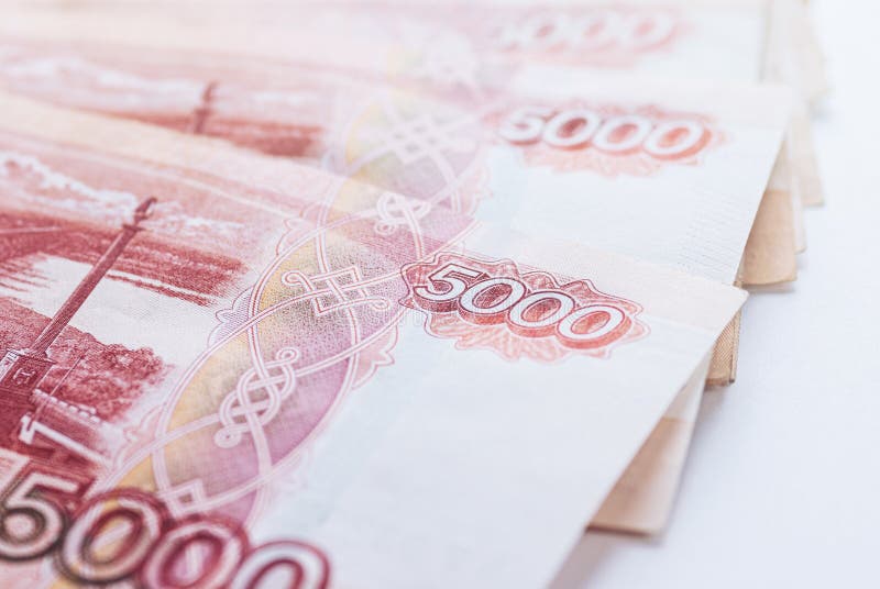 Five Thousand Ruble Notes Stacked, Closeup Stock Photo - Image of loan ...