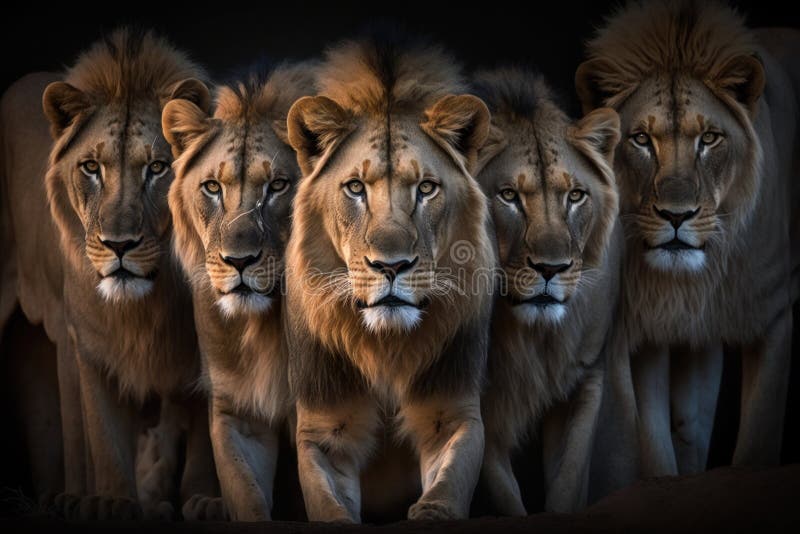 Five Tigers Portrait on Nature Background. AI Generative Stock ...