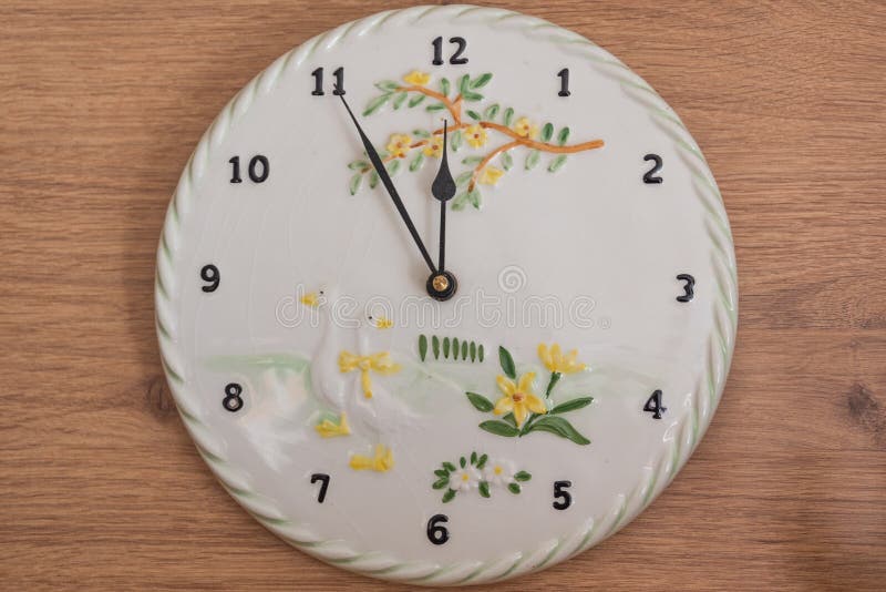 Five To Twelve Wall Clock with Numbers Stock Image - Image of late ...