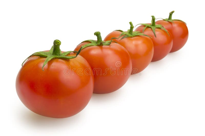 Five Tomatoes Standing in a Row Stock Photo - Image of ingredient ...