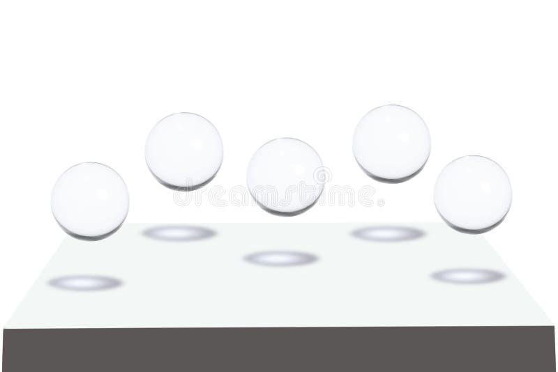 Five Transparent Balls Spheres Flying on Grey Base with Copy Space for ...