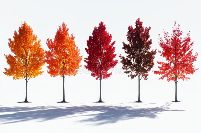 Five Trees Exemplify the Progression of Seasons from Springtime To ...