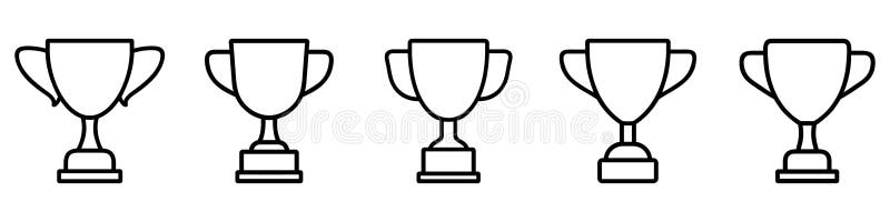 Five Trophy Cup Icons Representing Victory and Achievement Stock Vector ...