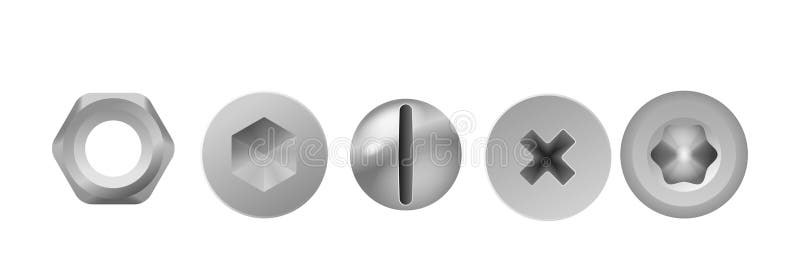 Screw Head Types Stock Illustrations – 71 Screw Head Types Stock ...