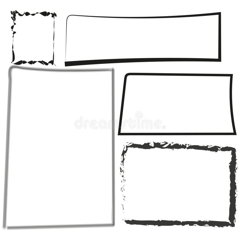 Five Unique Frames. Abstract Black Borders. Various Shapes Vector ...